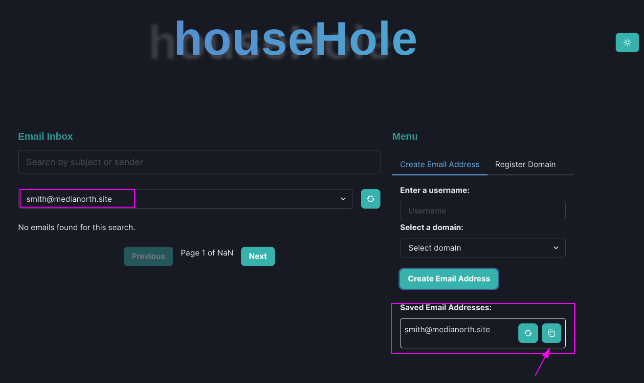 Tool: houseHole - Private disposable email - TheCyberpunker